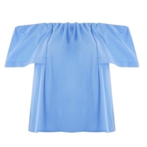 Topshop | Tops | Nwt Topshop Blue Off Shoulder Cut Out Crop Blouse ...